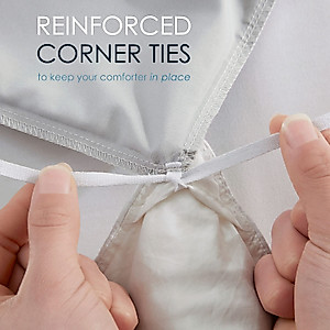 Hearth & Harbor Light Grey Duvet Cover Queen Size - 3 Piece Queen Duvet Cover Set, Soft Double Brushed Queen Size Duvet Covers with Button Closure, 1 Duvet Cover 90x90 inches and 2 Pillow Shams