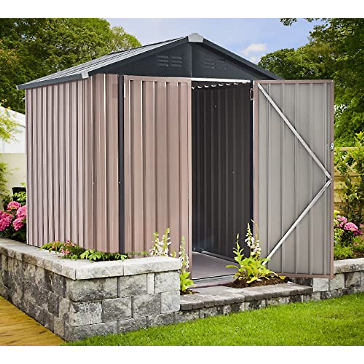 AECOJOY 6' x 4' Outdoor Storage Shed, Outdoor Shed with Design of Lockable Doors, Utility and Tool Storage for Garden, Backyard, Patio, Outside use.
