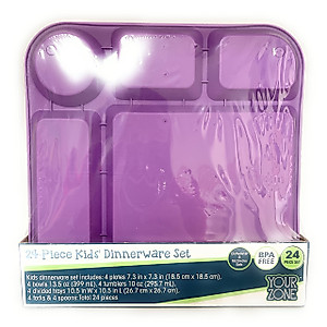 24-Piece Kids"Dinnerware Set (Blue/Yellow, Tableware)