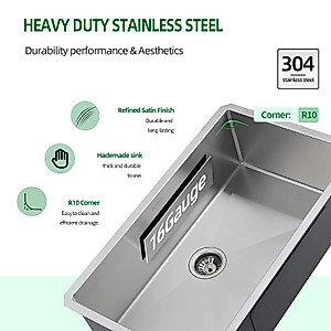 EcoChannels Undermount Kitchen Sink, 32 x 19 Inch Sink Kitchen 16 Gauge Stainless Steel Large Kitchen Sinks Single Bowl