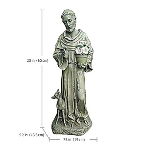 CHRUI St Francis Garden Statues, Solar 20 Inch Saint Francis of Assisi Catholic Christian Yard Decor Lawn Garden Patio Outdoor Sculptures Garden Art Decorations