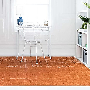 Rugs.com Valencia Collection Area Rug – 5' x 8' Orange Low Rug Perfect for Bedrooms, Dining Rooms, Living Rooms