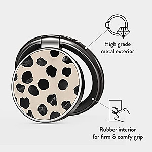 BURGA Stylish Metal Cell Phone Ring Stand Holder, Finger Grip Kickstand 360 Degree Rotation, Black Polka Dots Nude Almond Latte Universal Compatible with iPhone iPad Samsung Galaxy Huawei Google Pixel