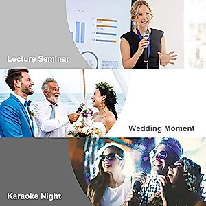 Portable Karaoke Microphone Mixer System Set with Dual UHF Wireless Mic, 3.5mm AUX/Optical/Coaxial in Singing Receiver for KTV, Amplifier, Speaker