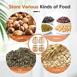 Pinkunn Set of 4 Glass Stripe Jar Glass with Bamboo Spoons 20 Fl oz Overnight Oats Containers with Lids Coffee Sugar Container Set for Kitchen Food Storage Coffee Tea Sugar