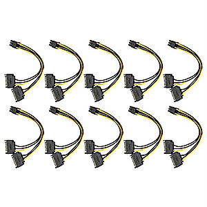 Connectors Computer Cable Sleeve Internal Computer Cables SATA Cables Dual 15 Pin Power Cable to 6 Pin PCIE SATA Y‑Cable for