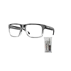 Oakley Holbrook Eyeglasses OX8156 815606 56MM Polished Black Clear Fade Square Eyeglasses for Men + BUNDLE With Designer iWear Eyewear Kit