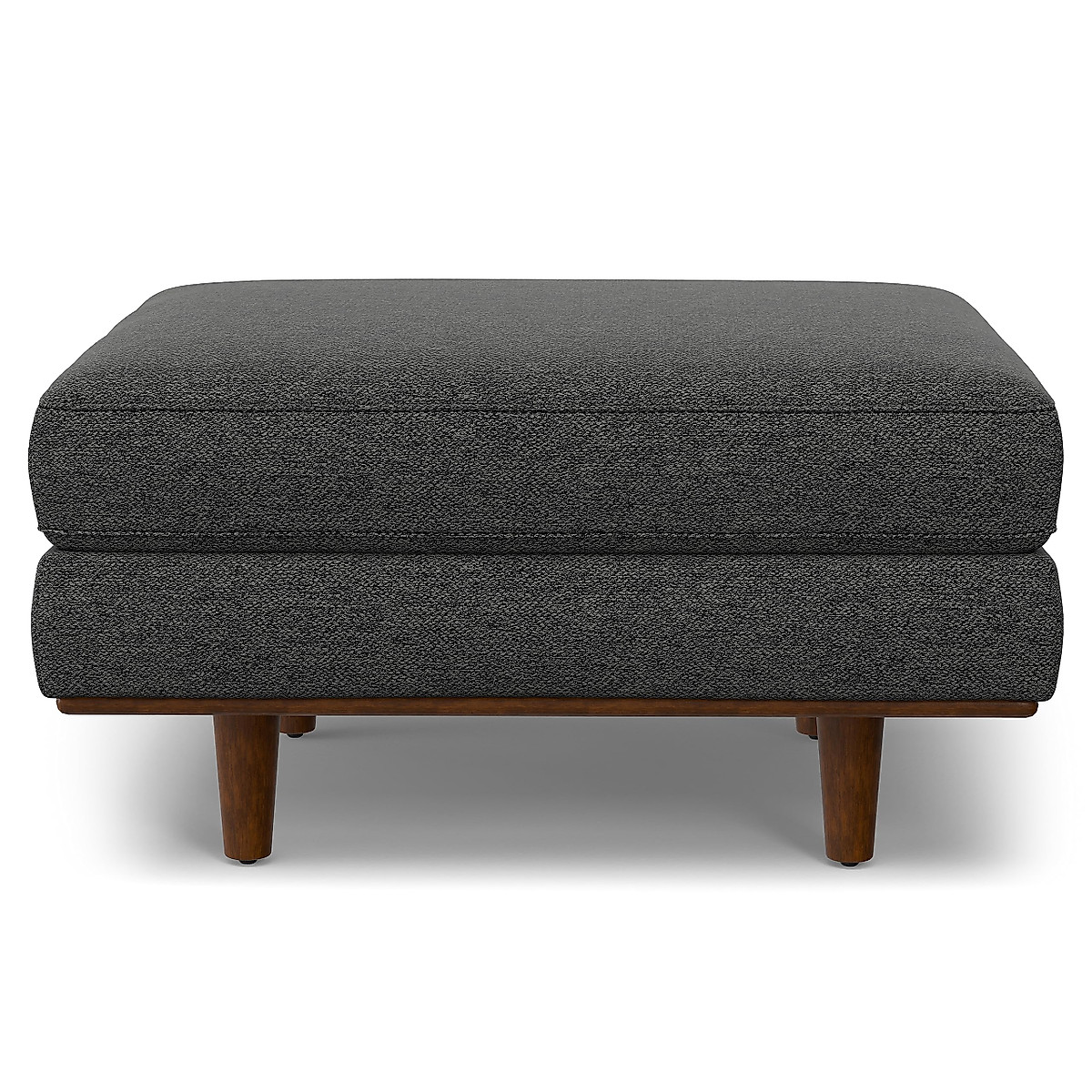 SIMPLIHOME Morrison 33 inch Wide Mid-Century Modern Ottoman in Charcoal Grey Woven-Blend Fabric, Assembled, for the Living Room, Entryway and Family Room