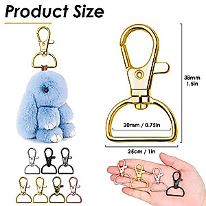 Swivel Clasp Hooks, Anezus 80Pcs Key Chain Clip Hooks, D Ring Clip Lanyard Hardware for Keychain Making, Lanyard Making, Purse Hardware, DIY Craft (3/4” Inside Width)