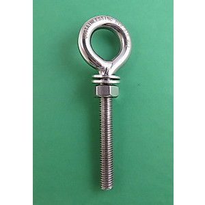 US Stainless 2 Pieces Stainless Steel 316 M12 Eye Bolt 12mm x 80mm (1/2" x 3 3/16") Marine Grade Pitch of 1.75