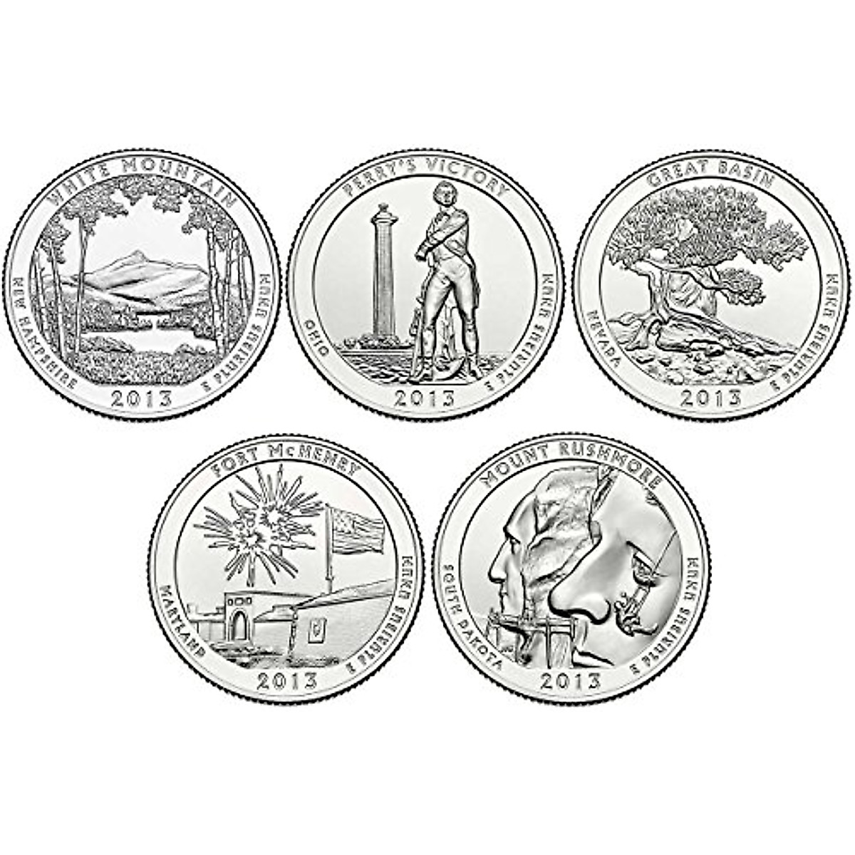2013 S BU National Parks Quarters - 5 coin Set Uncirculated