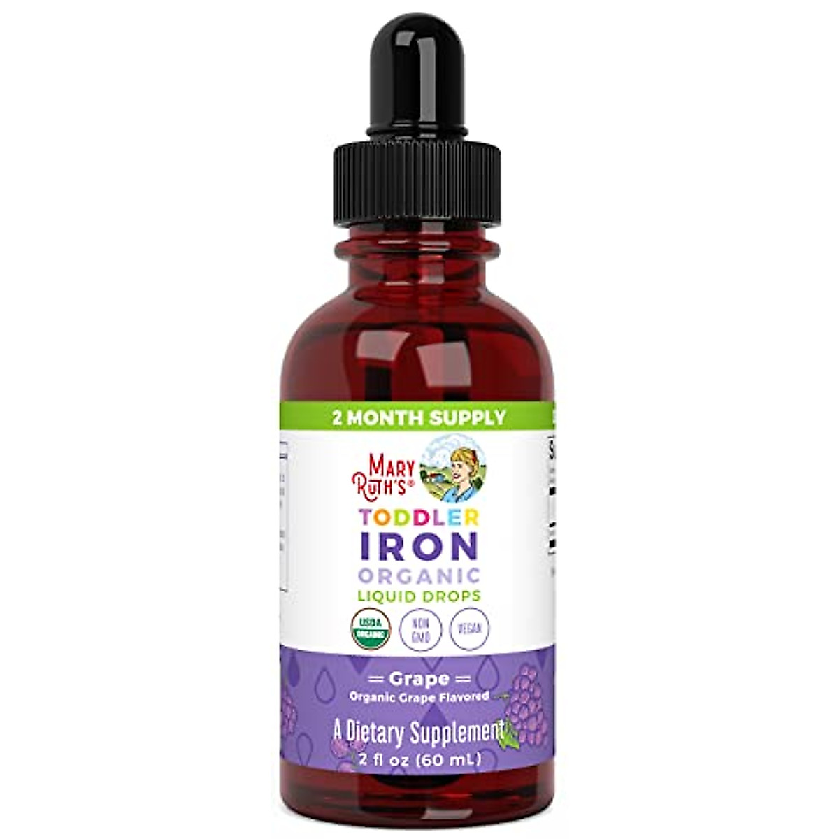 Kids Multivitamin Gummies & Liquid Iron for Children Ages 1-3 Bundle by MaryRuth | Made with Organic Ingredients | Immune Support | Iron Supplement for Toddlers | Vegan | Non-GMO | Gluten Free.