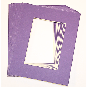 topseller100, Pack of 10 PURPLE 8x10 Picture Mats Matting with White Core Bevel Cut for 5x7 Pictures
