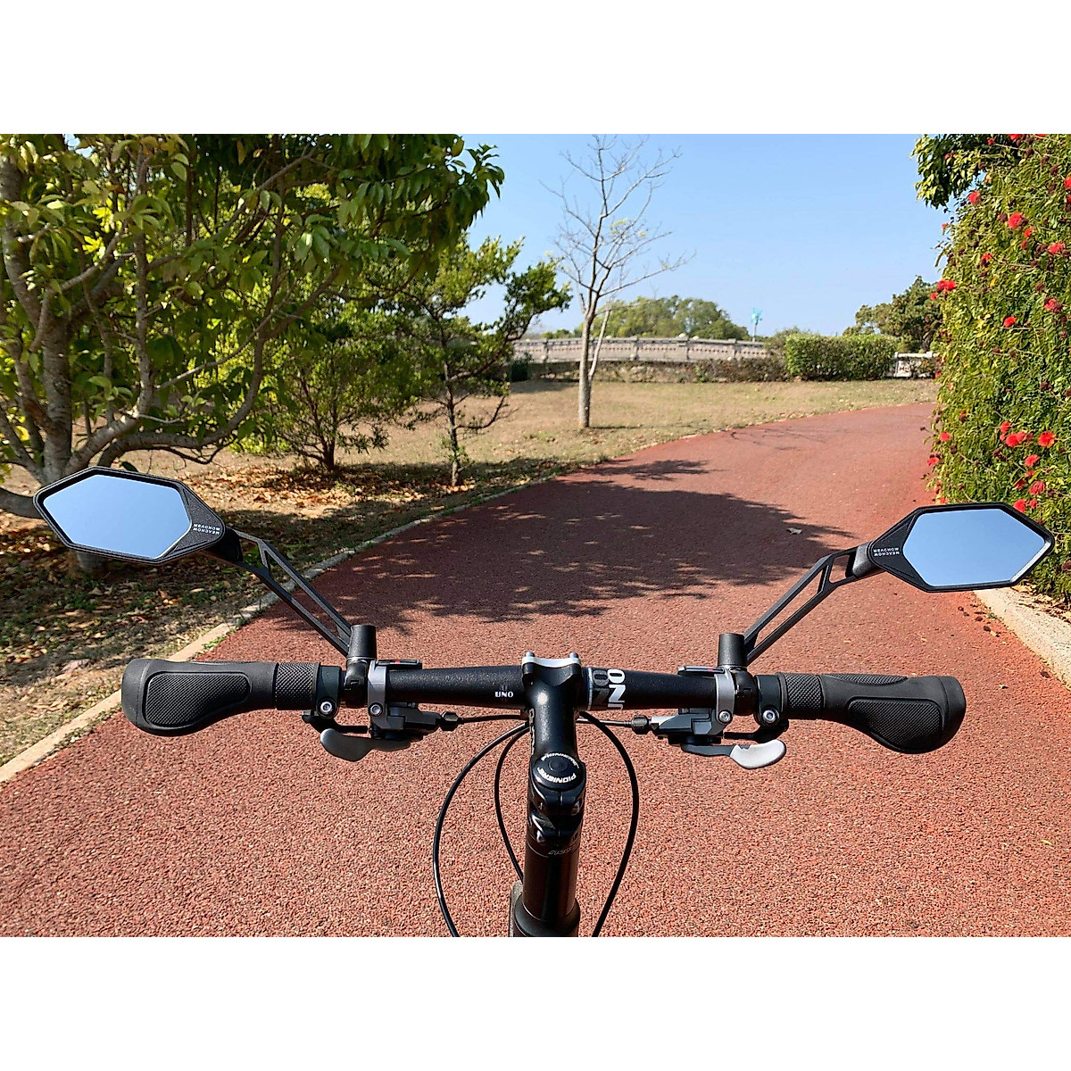 MEACHOW New Scratch Resistant Glass Lens,Handlebar Bike Mirror, Adjustable Safe Rearview Mirror, Bicycle Mirror (Blue Left Side) ME-005LB