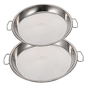 BESTonZON 10 Pcs Stainless Steel Disc Round Serving Platter Tool Trays Serving Tray Round Fish Steaming Plate Fish Dish Steak Tray Stainless Steel Reel Silver Flat Stainless Steel Dishes