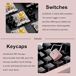 ONE METER 60 Percent Wireless Mechanical Gaming Keyboard, Portable Ultra-Compact 68 Keys Gaming Keyboard Hot Swappable Gateron G-pro switches with RGB Backlit and PBT keycaps