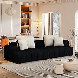 104" 4 Seaters Cloud Modular Corduroy Upholstery Sectional Sofa Couch,Modern Living Room Upholstered Furniture Deep Seat Sofa & Couch with 4PCS Pillows and Rubber Wood Legs for Home Office Apartment