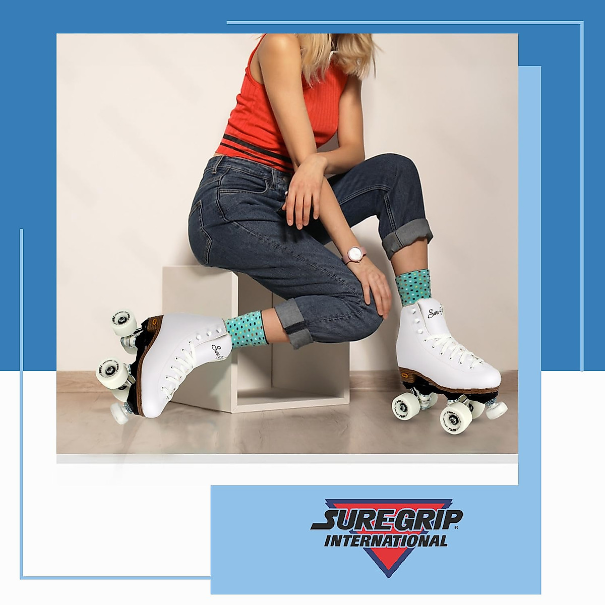 Sure-Grip White Fame Roller Skates for Women - Made of Nylon & Aluminum - 57mm Polyurethane Indoor Wheels for Skating - Super X Trucks Extended Support for Larger Sizes - Suitable for Beginners