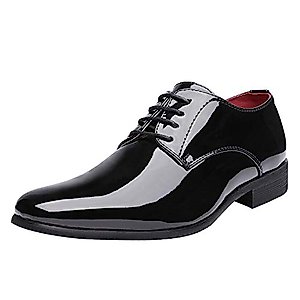 Bruno Marc Men's Faux Patent Leather Tuxedo Dress Shoes Classic Lace-up Formal Oxford Black 7.5 M US CEREMONY-06