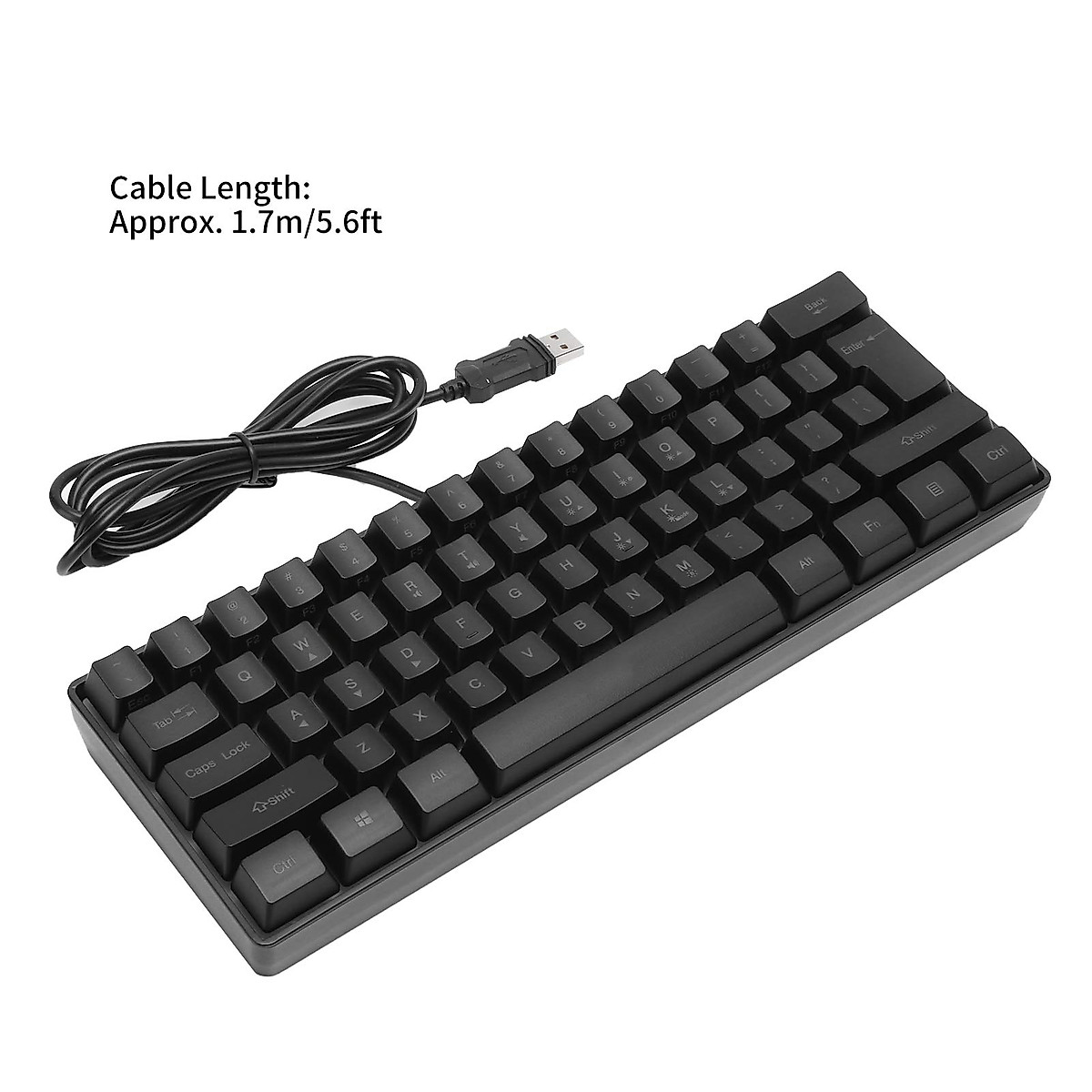 Garsentx RGB Backlit Gaming Keyboard, USB Wired Keyboard with 61 Keys, Easy Connect to Laptop and Desktop, for Home and Office Use, Plug and Play, Wear‑Resistant and Durable, Black