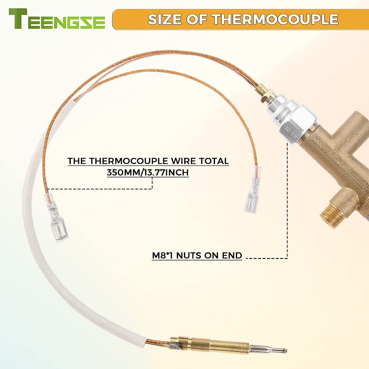 TEENGSE Fire Pit Control Safety Valve, Heater Safety Kit Replacement Parts with Thermocouple and Dump Switch for Room Space Heater Outdoor Patio Heater, Barbecue Grills, Fire Pits, Fireplaces