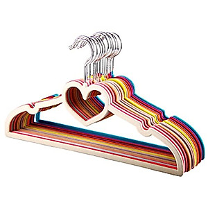 EYHLKM 10 Pieces Colorful Velvet Clothes Hangers Loving Heart Velvet Coat Hanger Non-Slip Heart-Shaped Multifunction Hangers ( Color : White-Dinosaur Doodle4 )