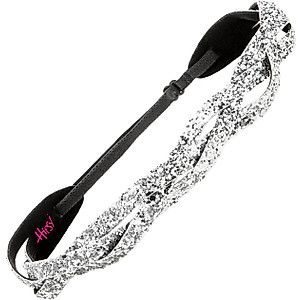 Hipsy Women's Adjustable Cute Fashion Bling Glitter Headband Braid Hairband Multi Pack (3pk Gold/Black/Silver Braided Bling Glitter)