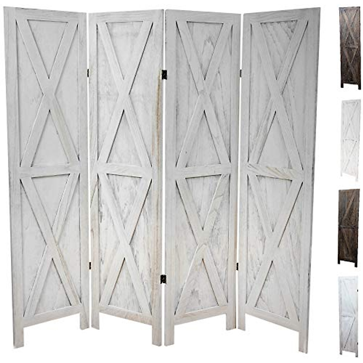 Premium Home Room Divider: Room dividers and Folding Privacy Screens, Privacy Screen, Partition Wall dividers for Rooms, Room Separator, Temporary Wall, Folding Screen, Rustic Barnwood (White X)