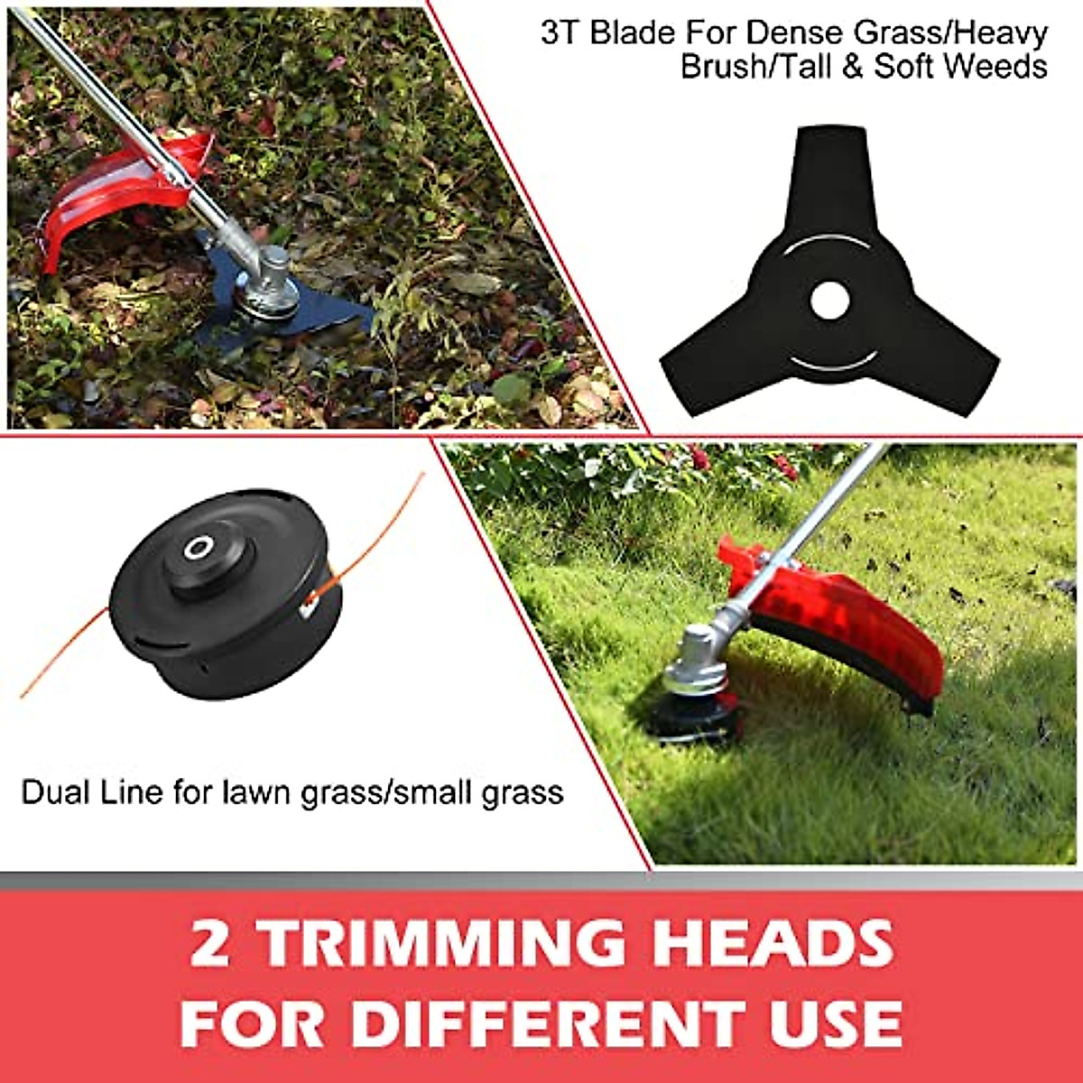 PowerSmart String Trimmer & Edger, 2 Stroke Weed Wacker with Straight Shaft, 25.4CC Gas Powered Weed Eater with 16" Cutting Path, 2 in 1 Brush Cutter with 10" Blade, Edger Lawn Tool for Yard, Garden