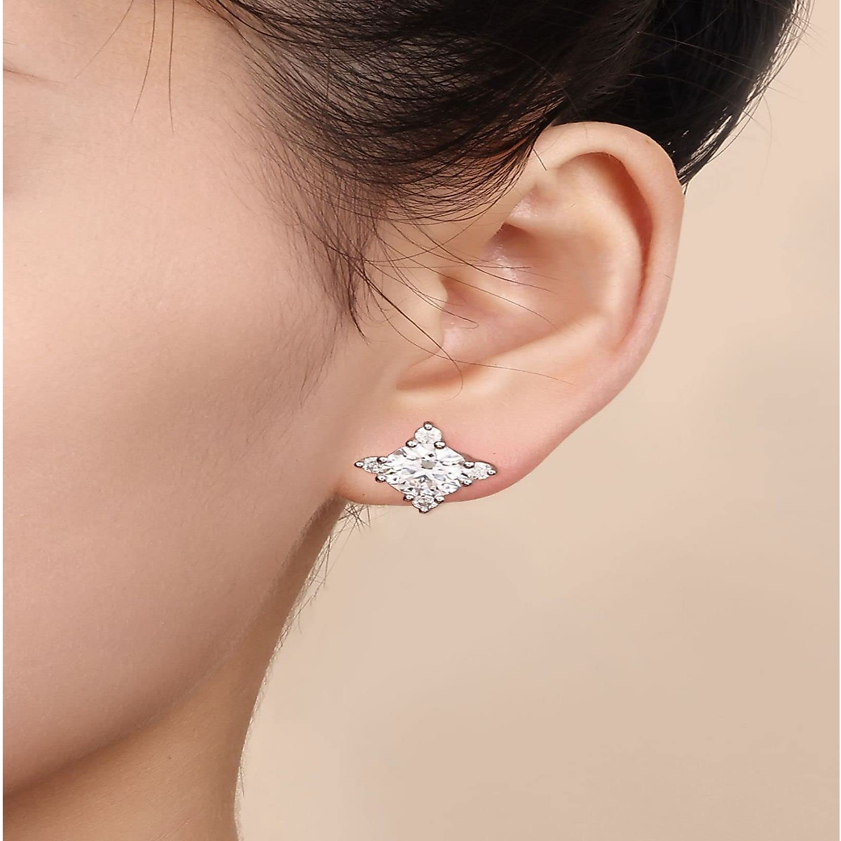 Reapuson Moissanite Stud Earrings D Color VVS1 Clear Round Lab Created Moissanite Earrings 18K Gold Plated 925 Sterling Silver Stud Hypoallergenic Flat Back Earrings for Men Women