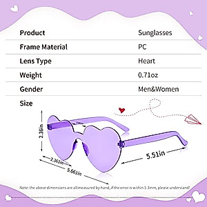 LUCKYCHRIS 14 Pcs Purple Heart Sunglasses for Women Transparent Heart Shaped Sunglasses Bulk Fun Sunglasses Pack for Party Favor