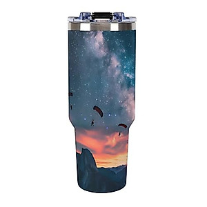 Skydiving Insulated Tumbler with Lid And Straw Stainless Steel Travel Coffee Mug 40oz Violet-style
