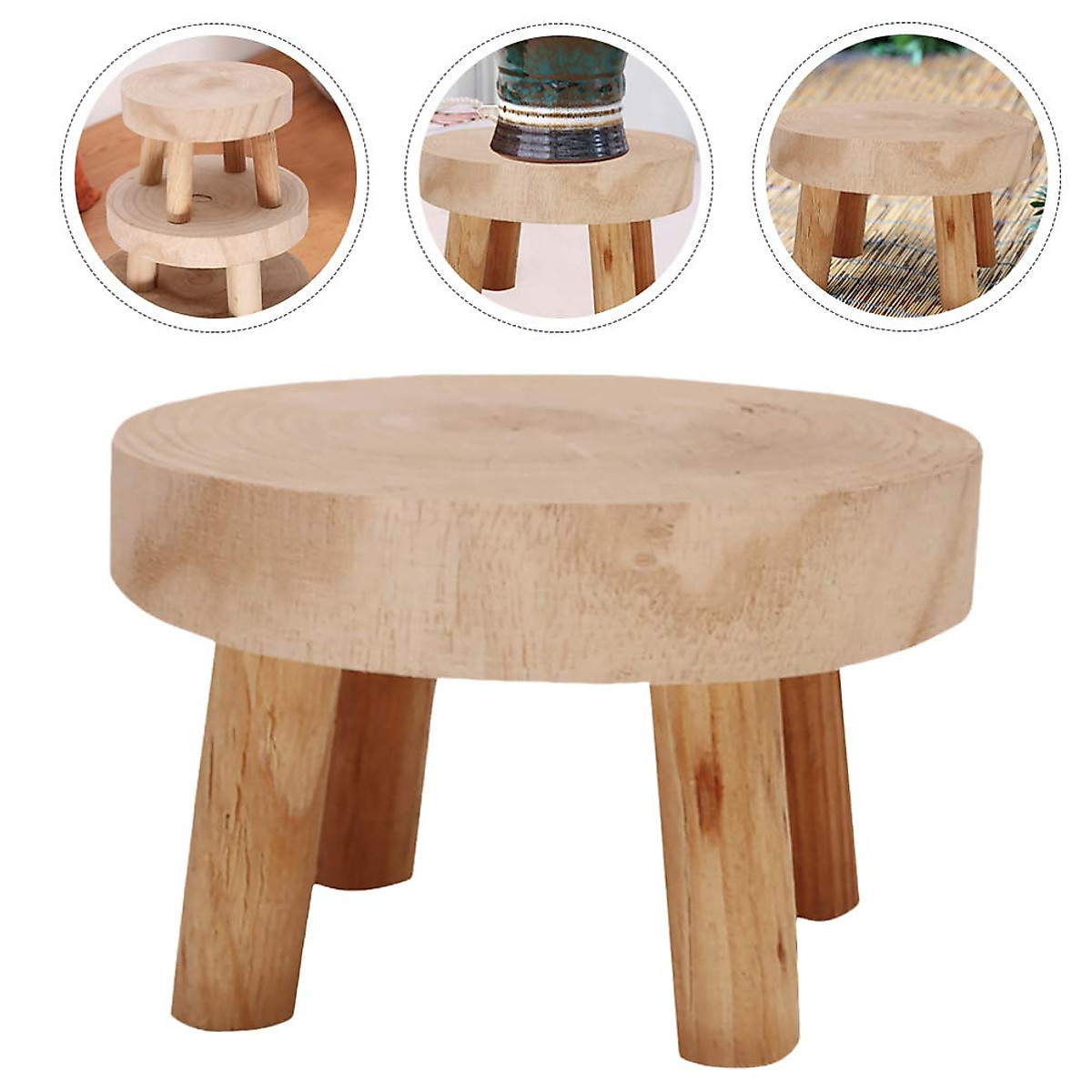 Totority 1pc Shelf Flower Stand Plant Pedestal Plant Riser Nightstand Decor Planter Wood Plant Stand Wood Plant Stool Corner Plant Stand Mini Plant Stand Candlestick Tree Shape Bench Wooden
