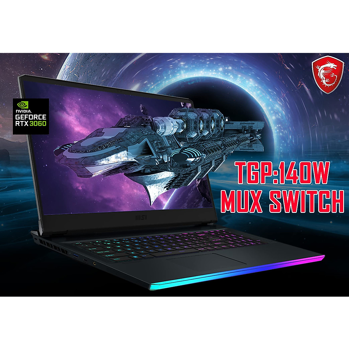 MSI GE76 Raider 2023 17.3" 144 Hz FHD Gaming Laptop Intel 14Cores i9-12900H 64GB DDR5 4TB NVMe SSD NVIDIA GeForce RTX3060 6GB HDMI RJ45 Thunberbolt4 Backlit DTS RGB Windows 11 w/HDMI