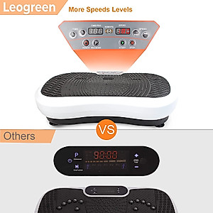 Leogreen Vibration Plate, Portable 3D Exercise Machine with 2 Resistance Bands, Whole Body Trainer for Home Fitness with 180 Levels Adjustable Speed and Time Settings, Maximum Weight 330lbs