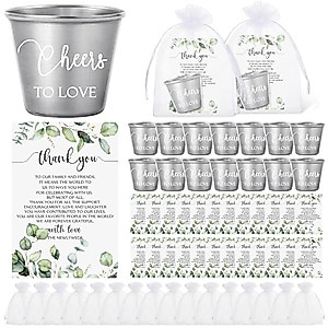 Uiifan 50 Set Wedding Favors for Guests Bulk 50 Wedding Shot Glasses Cheers to Love Stainless Steel Shot Glasses 50 Thank You Cards with Organza Bags for Guest Wedding Newlyweds Bridal Shower Gifts