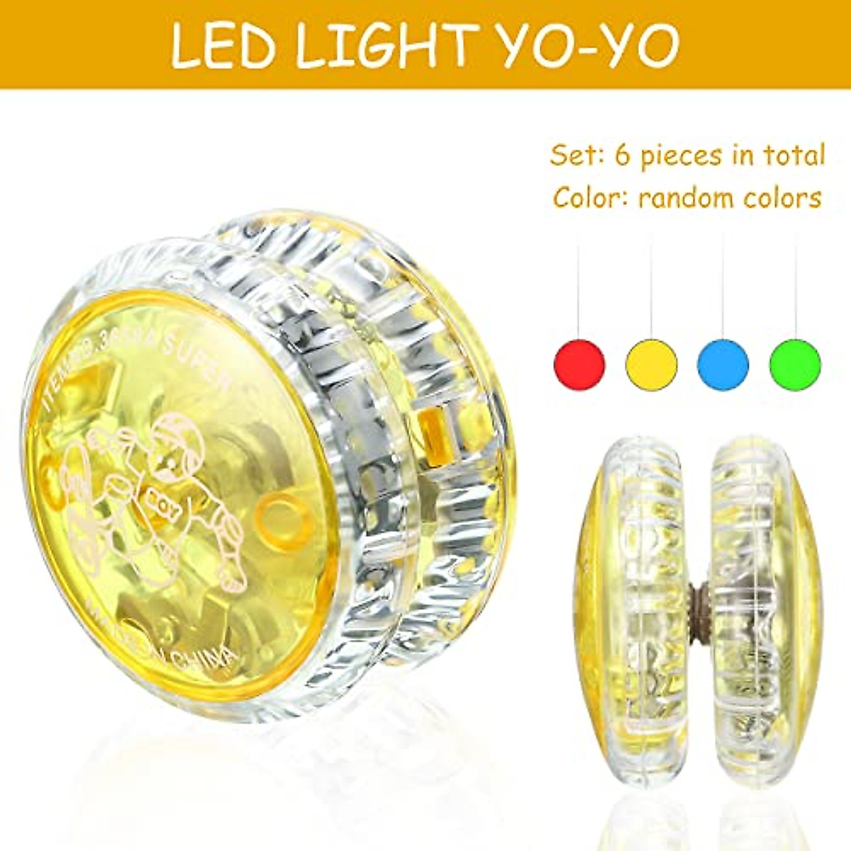 Sumind 6 Pieces LED Light Yo-Yo Plastic Responsive Yoyo Entertaining Yoyo for Beginner Party Favors (Random Colors)