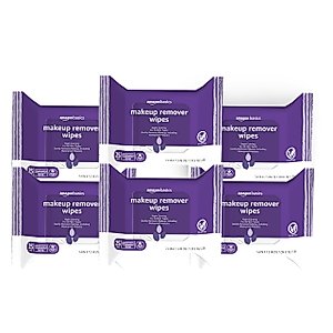 Amazon Basics Make Up Remover Wipes, Night Calming, 25 Count, Pack of 6 (Previously Solimo)