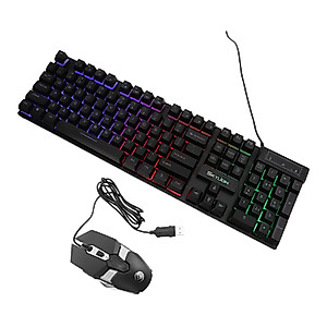OSALADI 1 Set Keyboard and Mouse Set RGB Backlight Backlit Gaming Keyboard Replacement RGB Keyboard Office Keyboard Wired Keyboard and Black Laptop Modern keycaps pbt USB abs h600