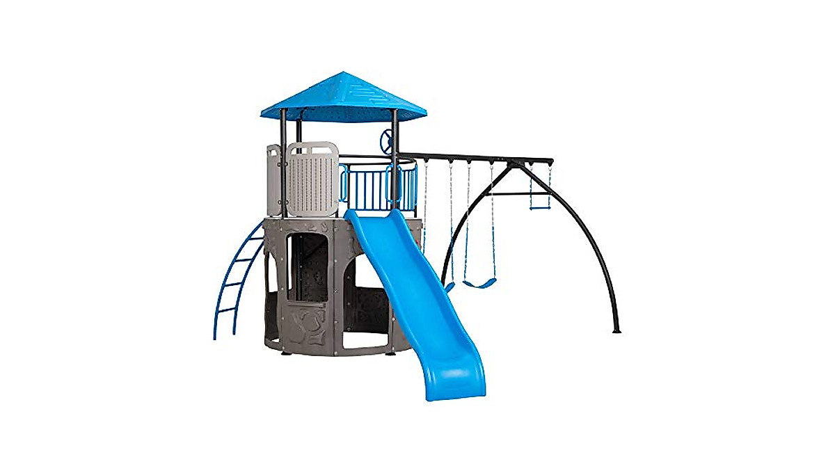 Lifetime Adventure Tower Swing Set in Blue — Durable Outdoor Playset