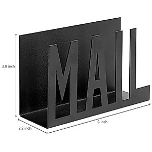MyGift Modern Black Metal Mail Holder Countertop Organizer with Cutout Mail Lettering Design, Office Desktop Envelope and Document Storage Rack
