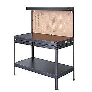 Olympia Tools Multipurpose Workbench With Power Outlets and Light, 410-014-0111 , Black