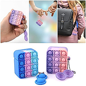 Jiunai for AirPods Case, Bubble Fidget Case for AirPod Stress Relief 3D Full Protection Shockproof Cute Soft Silicone Rubber Shock-Absorbing Armor Case with Lanyard for AirPods 1/2 Gen Purple Pink