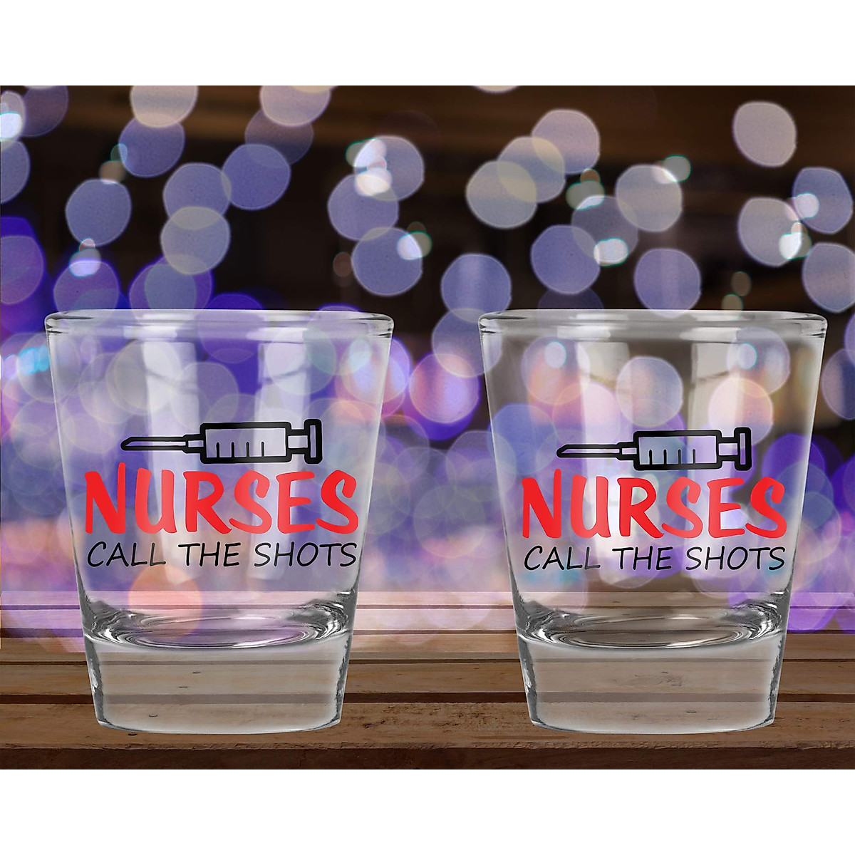 AW Fashions Nurses Call The Shots - Funny Nurse Party Favor Gift - 2 Pack Round Set of Shot Glass