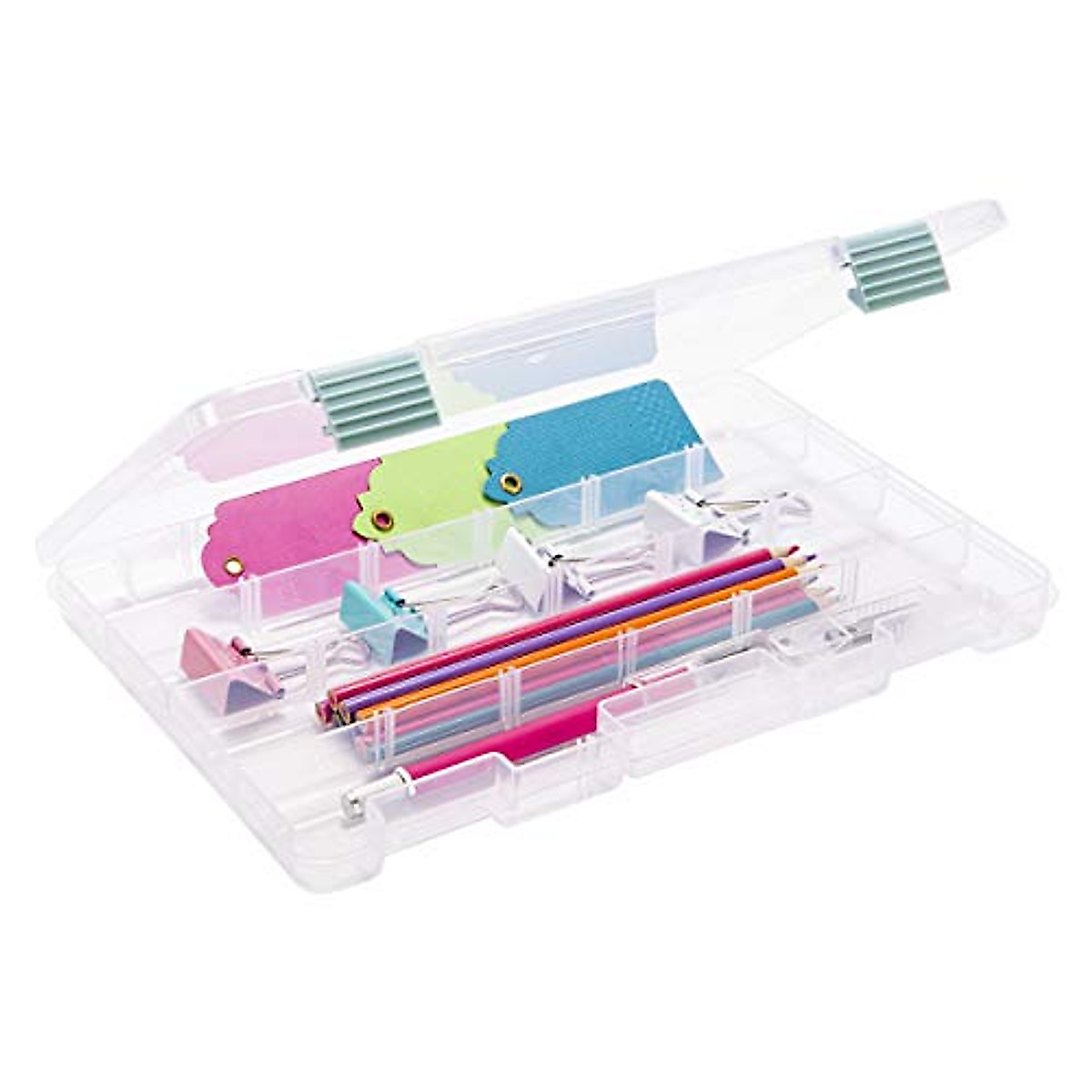 Medium Thin Utility Organizer with Adjustable Dividers | Transparent Organization Box For Small Parts, Batteries, & Jewelry Storage
