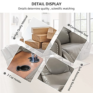 Ocstta Leather Manual Recliner Sofa for Loveseat, Living Room Sofa,Leather Sofa for Home/Office(Leather Recliner Loveseat) Grey