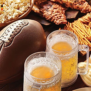 luxail Freezer Beer Mugs, Double Wall, Insulated Gel Plastic Pint Freezable Glasses, 16 oz, Clear 2 pack, Chiller Frosty Cup, Frozen Ice Freezer Mug, Freezer Cups