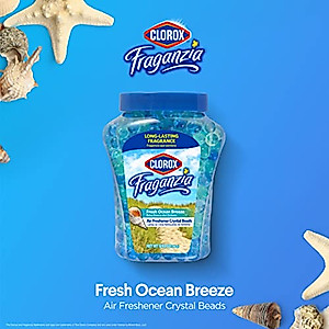 Clorox Fraganzia Air Freshener Crystal Beads Double Pack, Fresh Ocean Breeze, Lavender w/Eucalyptus 12oz Jars | Vented Jar Air Scent Beads for Homes, Bathrooms, Closets, or Office