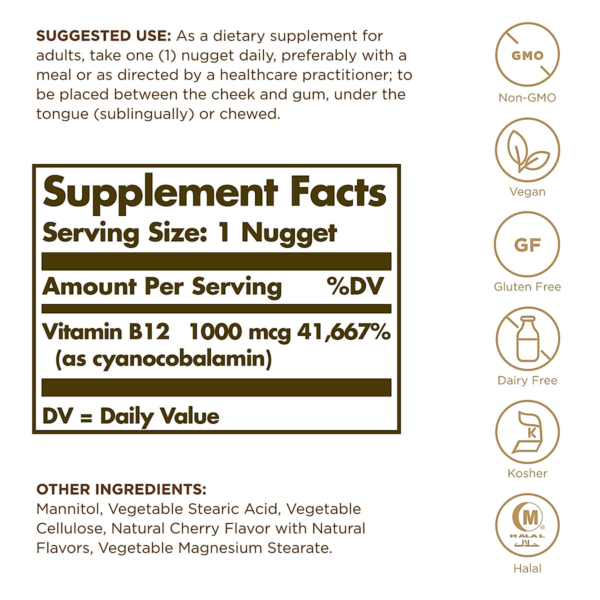 Solgar - B-12 Nuggets, 1000 mcg, 100 pellets