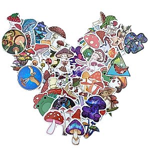 Indie Stickers,Cute Frog Mushroom Cottagecore Decor,Cottage Core Weirdcore Aesthetic Gifts,Mushrooms Stuff Kidcore Fairycore Kawaii Weird Things for Water Bottles/Laptop, 50 Pcs, multicolor, 50-80mm